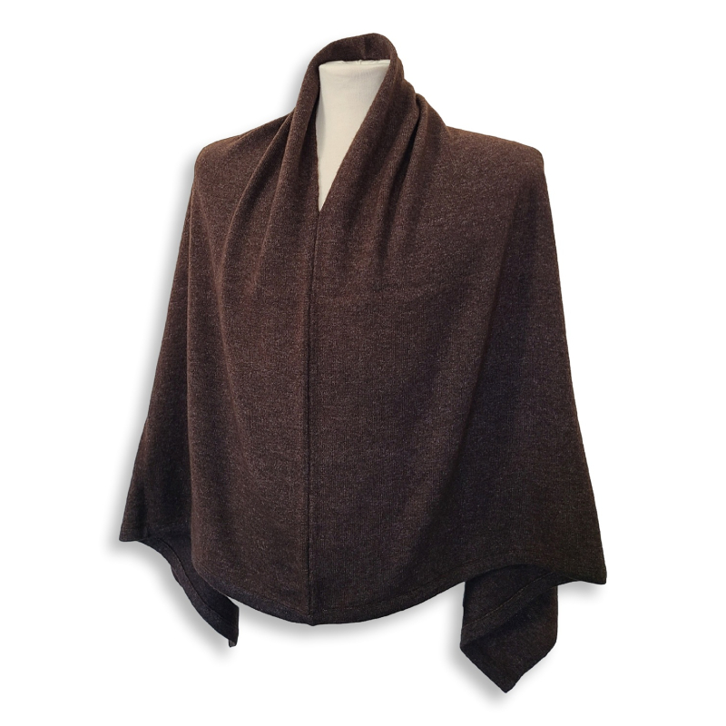 Poncho aus Wolle, Dunkelbraun, 89,00